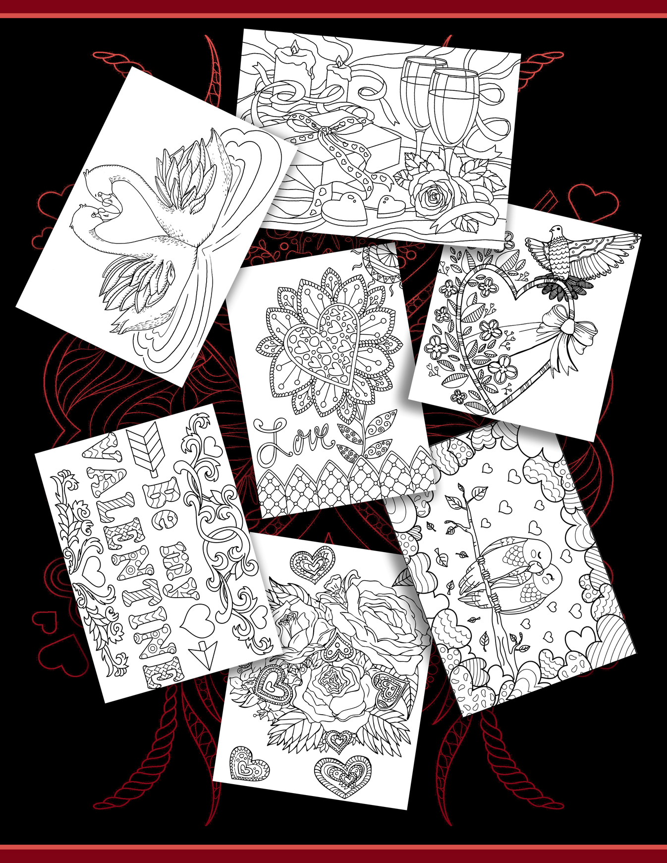 Adult Coloring Book: 30 Valentine's Day Coloring Pages – ColoringCraze